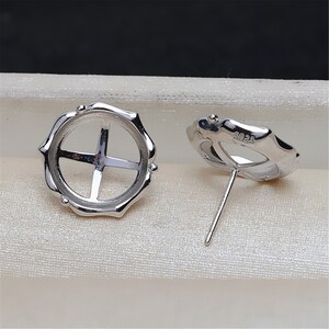 Sterling Silver Plain Earring Settings, S925 Silver Round Post Earring ...