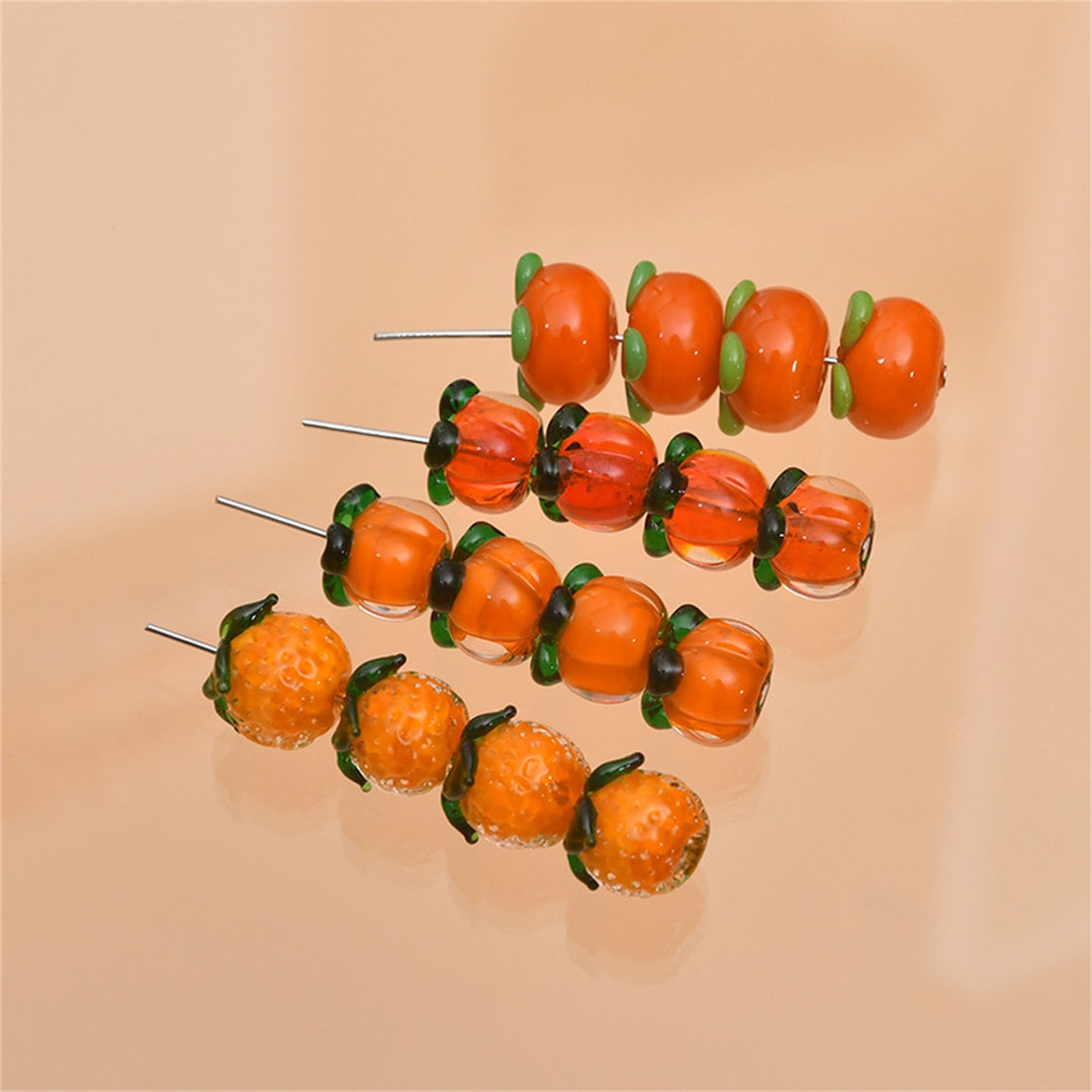 Crystal Glass Orange Beads, Glaze Persimmon Bead, Fruit Bead, Fodd Bead ...