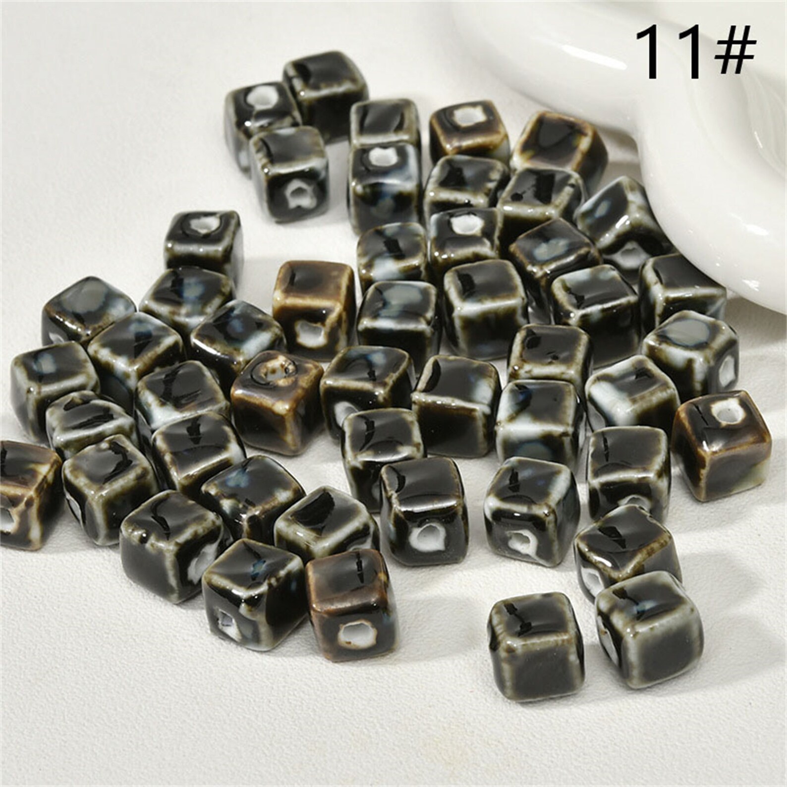 Porcelain Square Beads, Ceramic Block Beads, Colorful Square Ceramic ...
