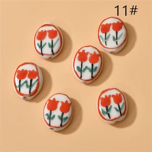 Porcelain Flower Beads, Ceramic Daisy Bead, Double Flower Ceramic Bead ...