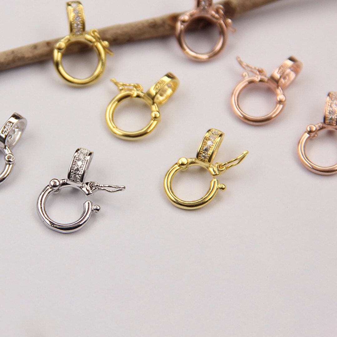 Sterling Silver Round Clasp With Marcasite, S925 Silver Claw Clasps for ...