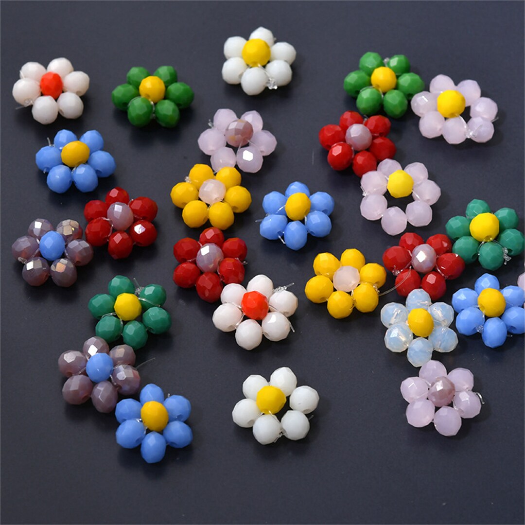 Glaze Beaded Weaving Flower, Glass Floral Bead, Wildflower Bead, Garden ...
