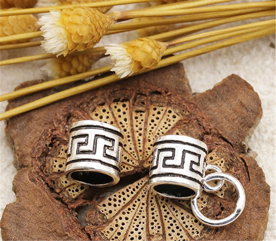 Sterling Silver Greek Key Bail Bead Charm Pendant, Greek Pattern ...