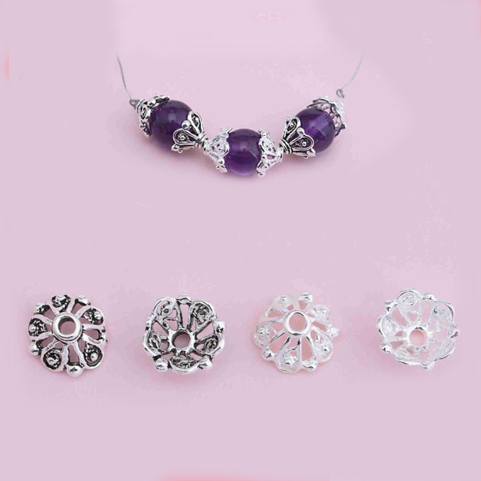 Sterling Silver Bead Caps S925 Silver Beads Cap for Jewelry | Etsy