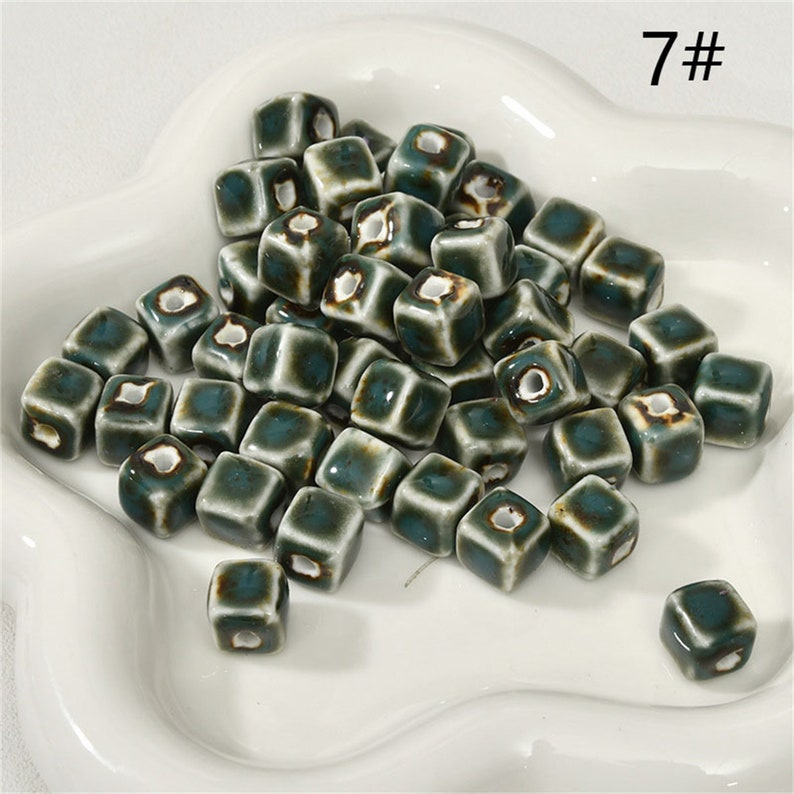 Porcelain Square Beads, Ceramic Block Beads, Colorful Square Ceramic ...