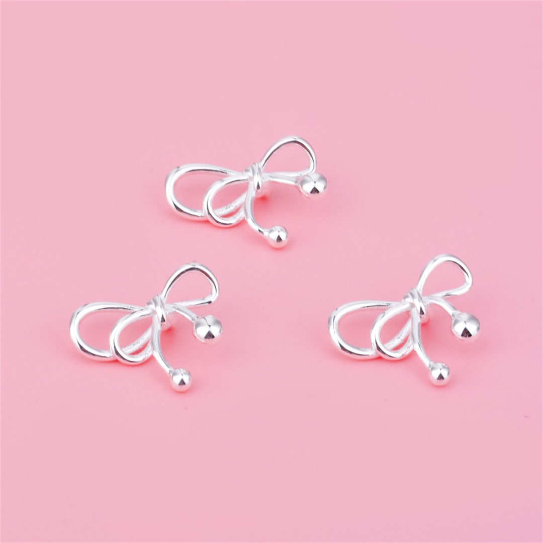 Sterling Silver Bow Charm Pendant, Bow Knot Bracelet, Ribbon Necklace ...