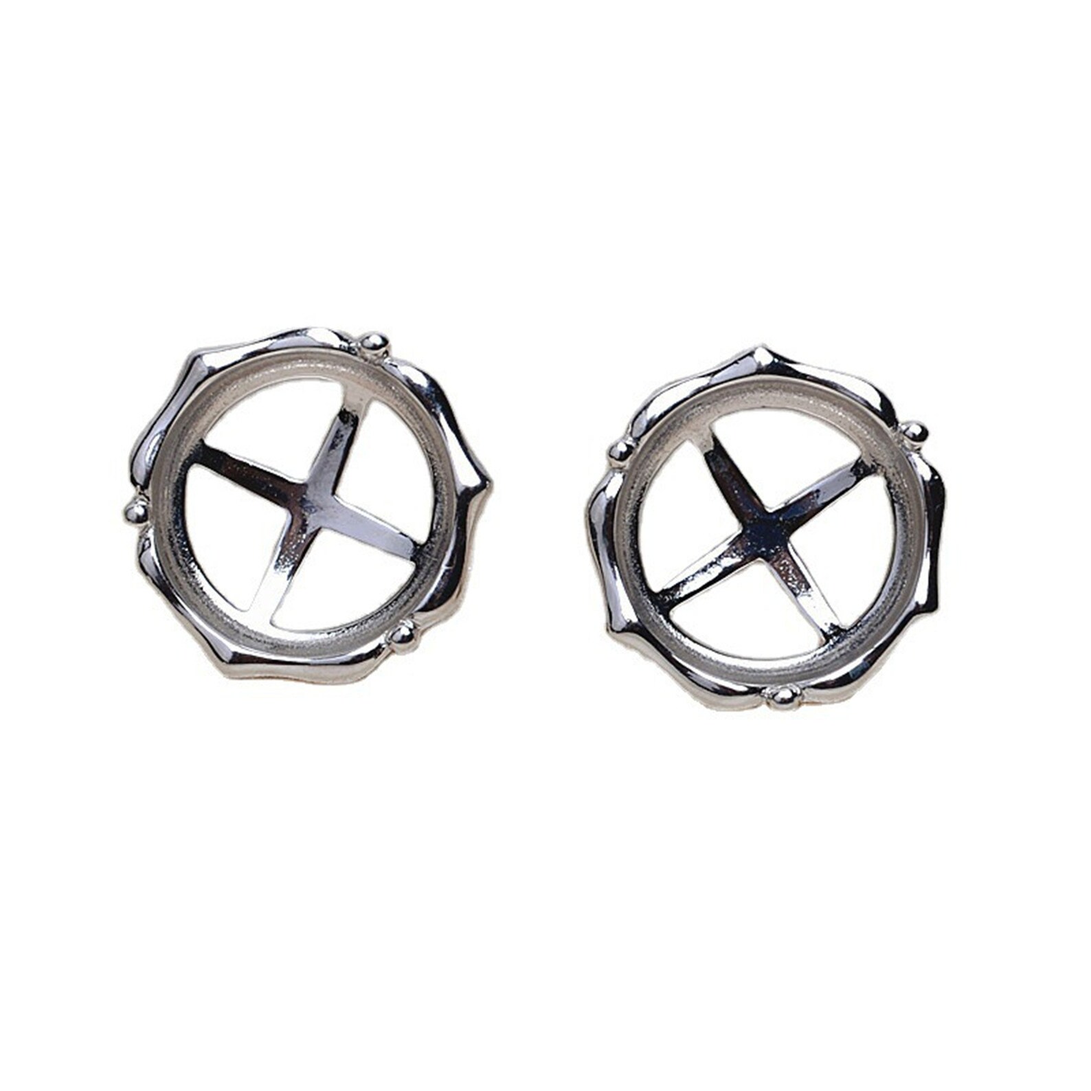 Sterling Silver Plain Earring Settings, S925 Silver Round Post Earring ...