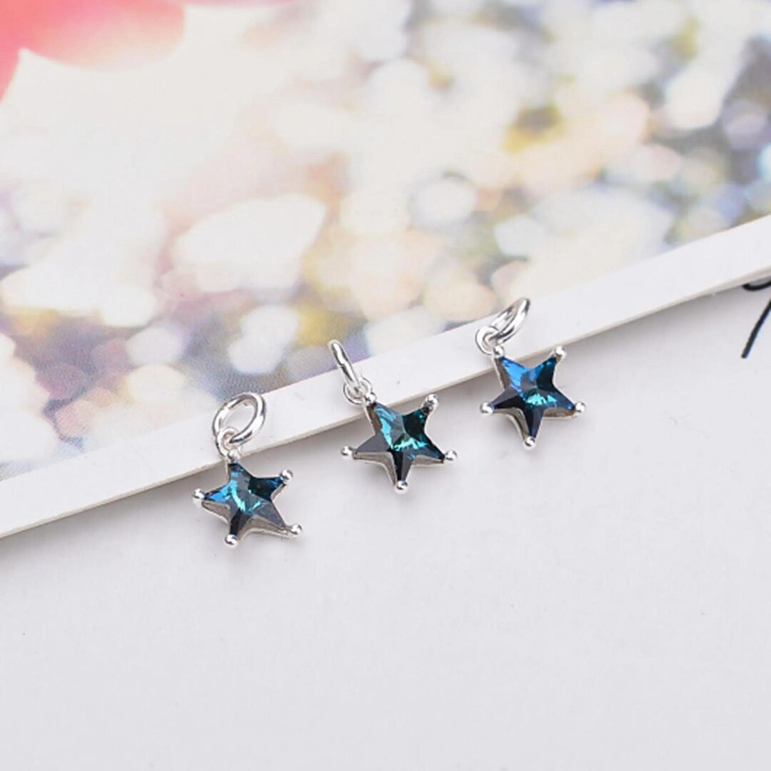 Sterling Silver Blue Star Charm Pendant, Celestial Bracelet, Night Sky ...