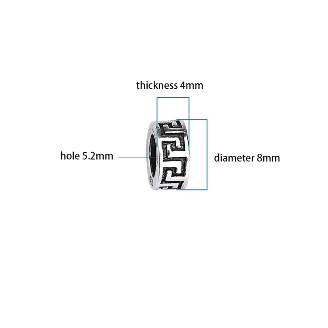 Sterling Greek Key Beads, Meander Bead,greek Pattern Bead,greek Fret ...