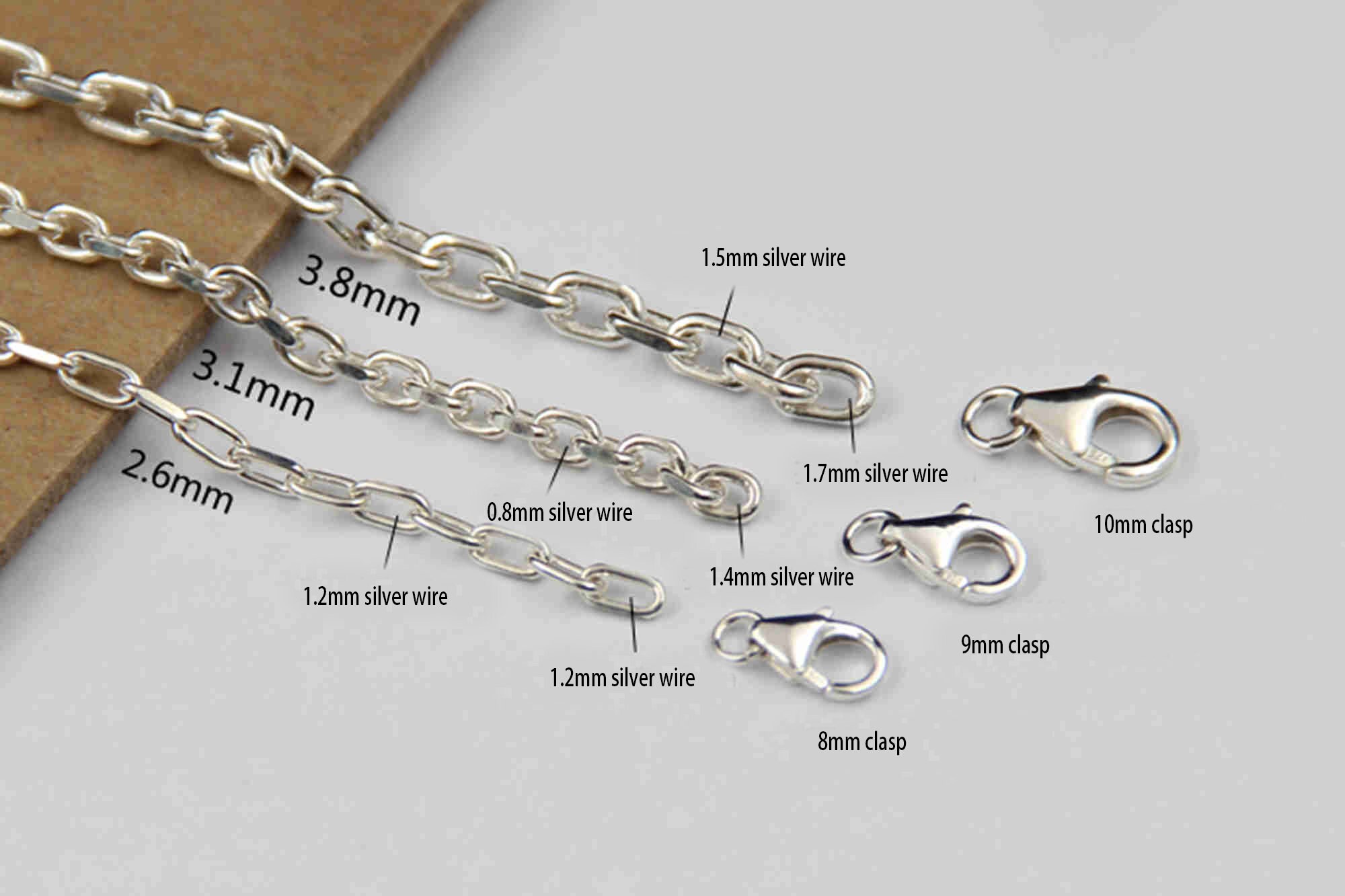 Sterling Silver Cable Chain, S925 Silver Cable Chain for Jewelry Making ...