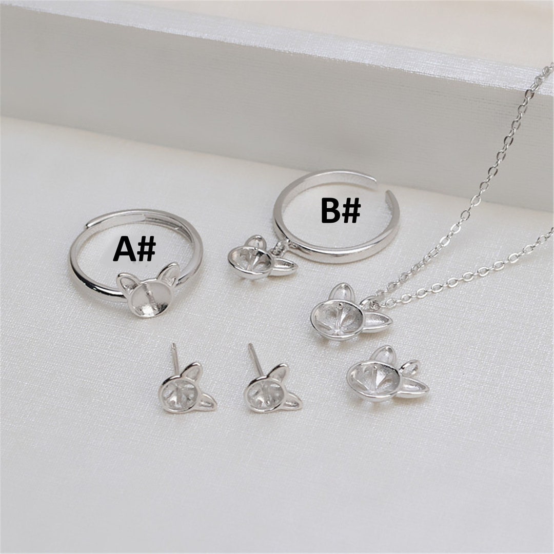 Sterling Silver Animals Earrings Settings, S925 Silver Cat Post ...