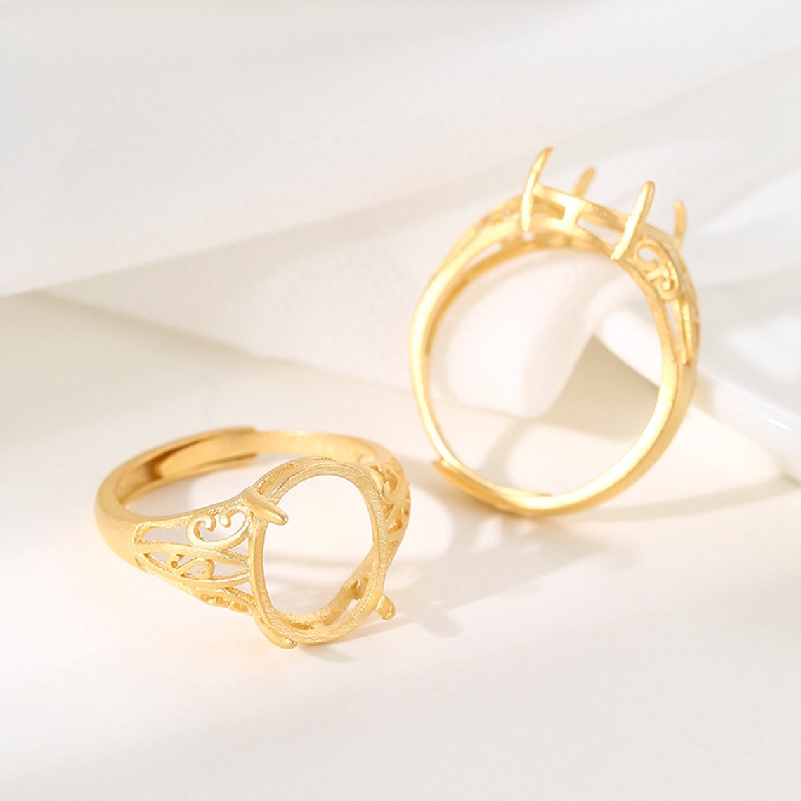 Sterling Silver Ring Setting s925 Silver Oval Bezel Cup | Etsy