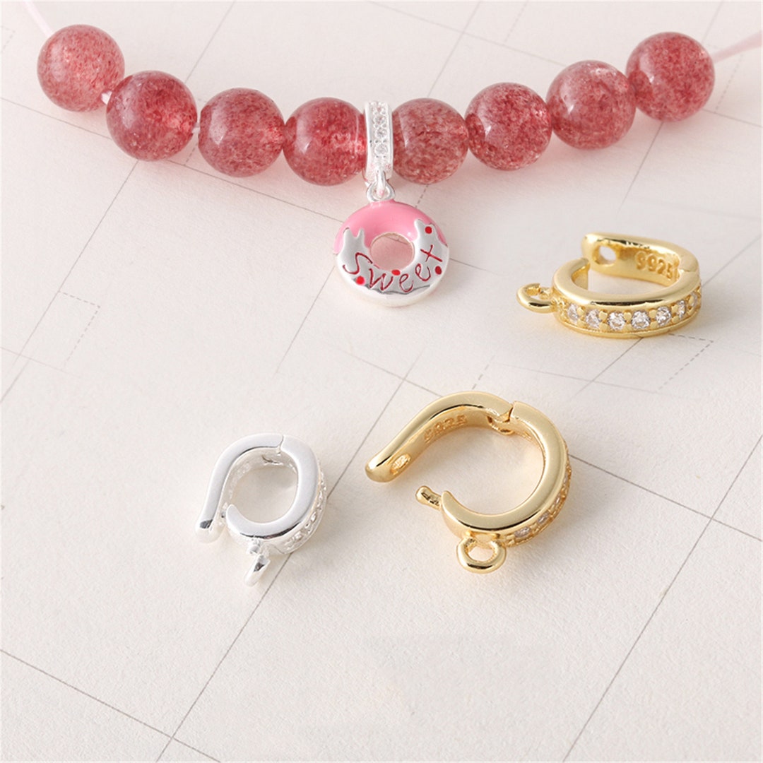 Sterling Silver CZ Zircon Spring Rings, S925 Silver Spring Ring Clasp ...