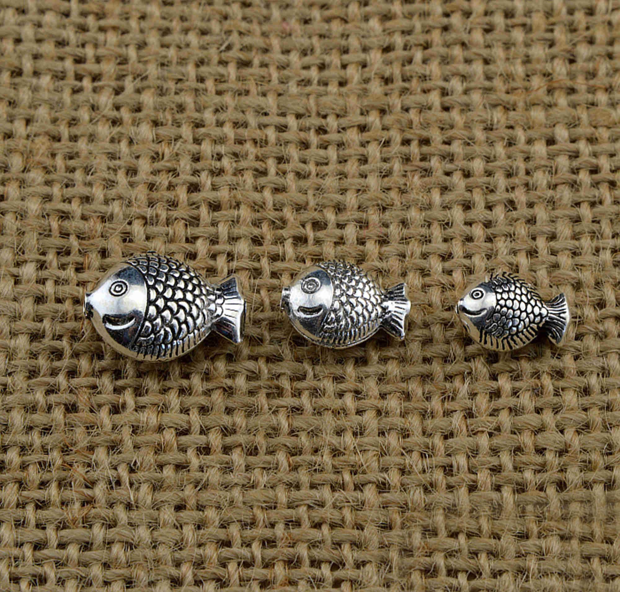 Sterling Silver Fish Beads, Sea Life Bead, Ocean Bead, Marine Bead ...