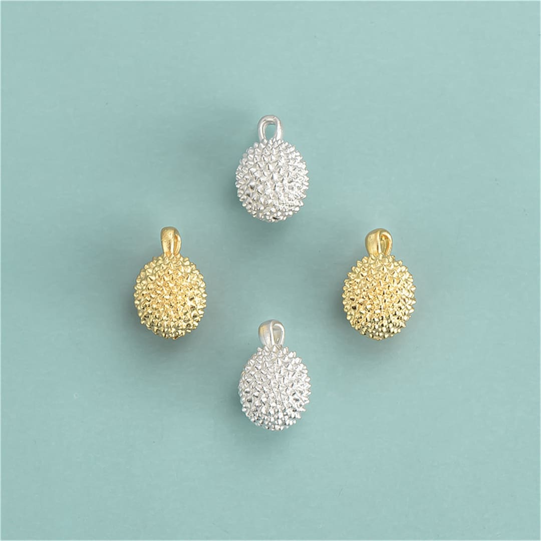 Sterling Silver Durian Charm Pendant, Fruit Bracelet, Food Necklace ...