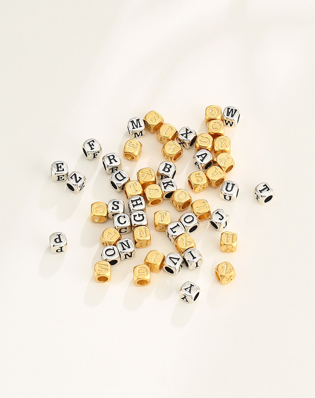 Sterling Silver Letter Beads, Cube Bead, Cubic Bead, Alphabet Bead ...