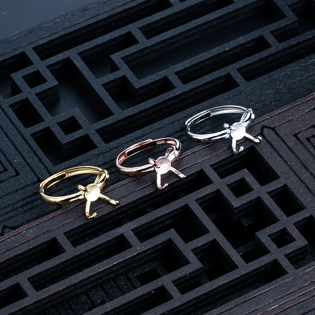 Sterling Silver Ring Setting, S925 Silver Prong Claw Bezel Cup Setting ...