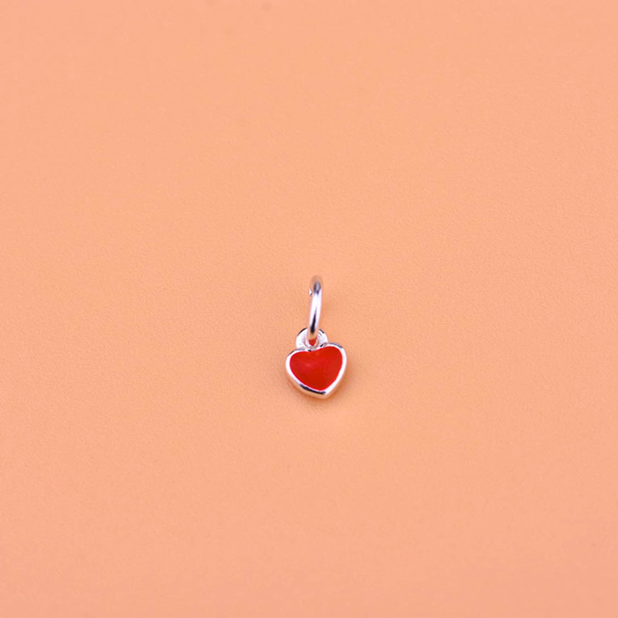 Sterling Silver Enamel Tiny Heart Charm S925 Silver Heart - Etsy