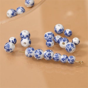 Blue-and-white Porcelain Beads, Ceramic Beads, Round Flower Ceramic ...