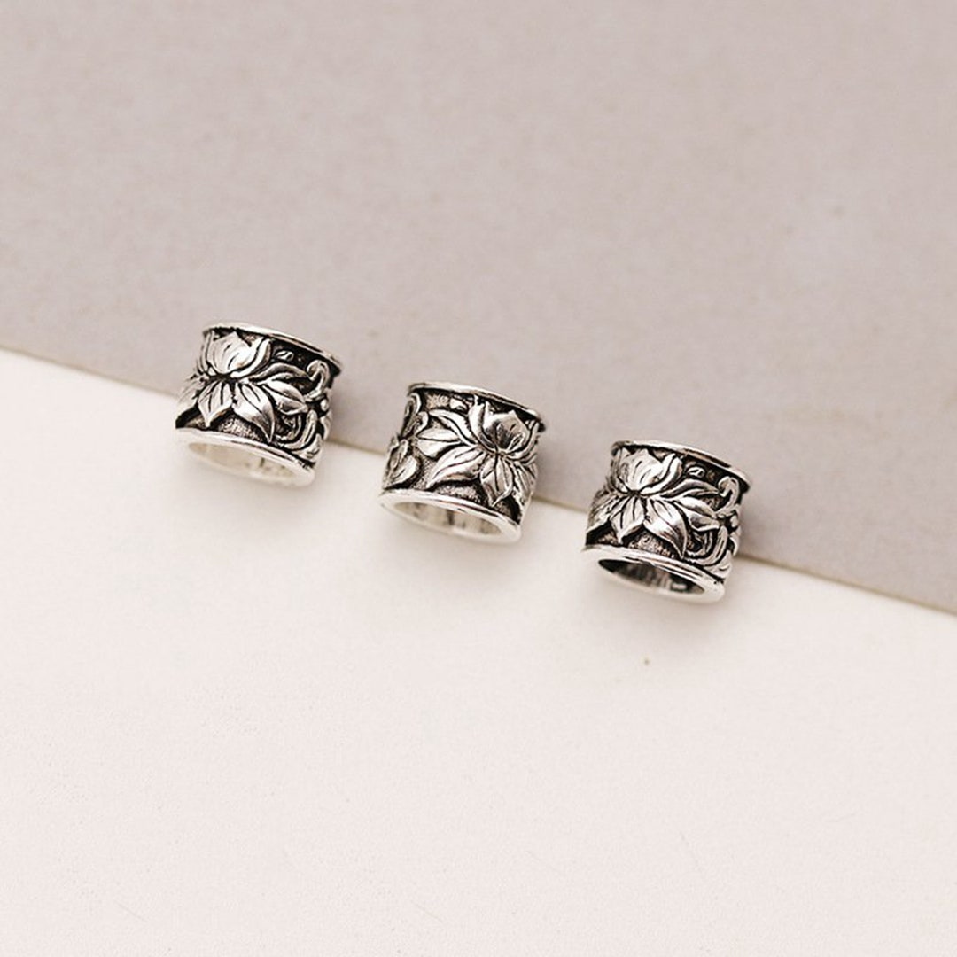 Sterling Silver Lotus Tube Beads, Yoga Bead, Meditation Bead, Purity ...