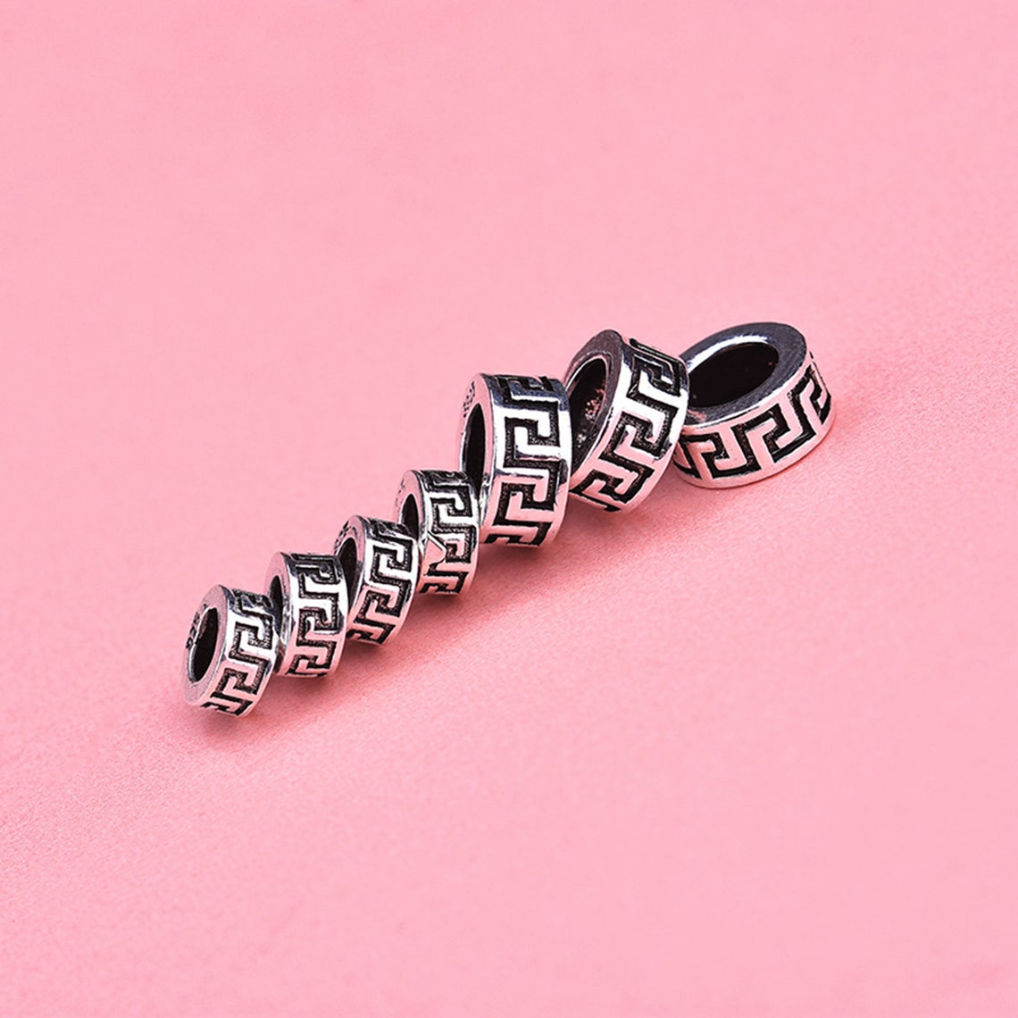 Sterling Greek Key Beads, Meander Bead,greek Pattern Bead,greek Fret ...
