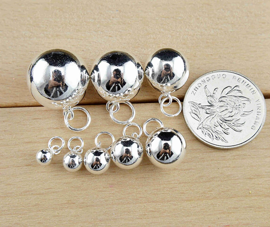 Sterling Silver Seamless Round Ball Charm S925 Silver Ball - Etsy