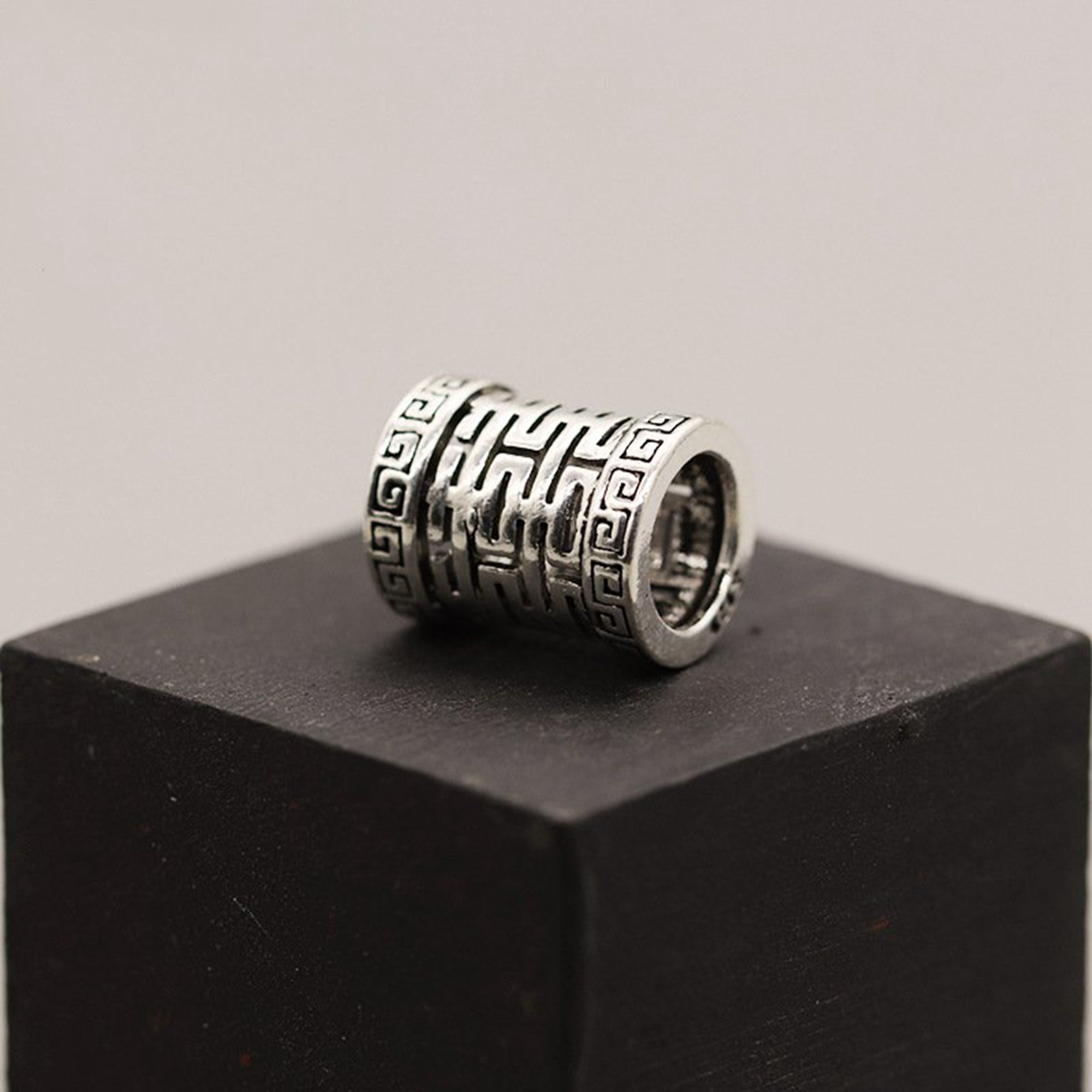 Sterling Silver Greek Key Beads, Double Happiness Bead, Meander Bead ...