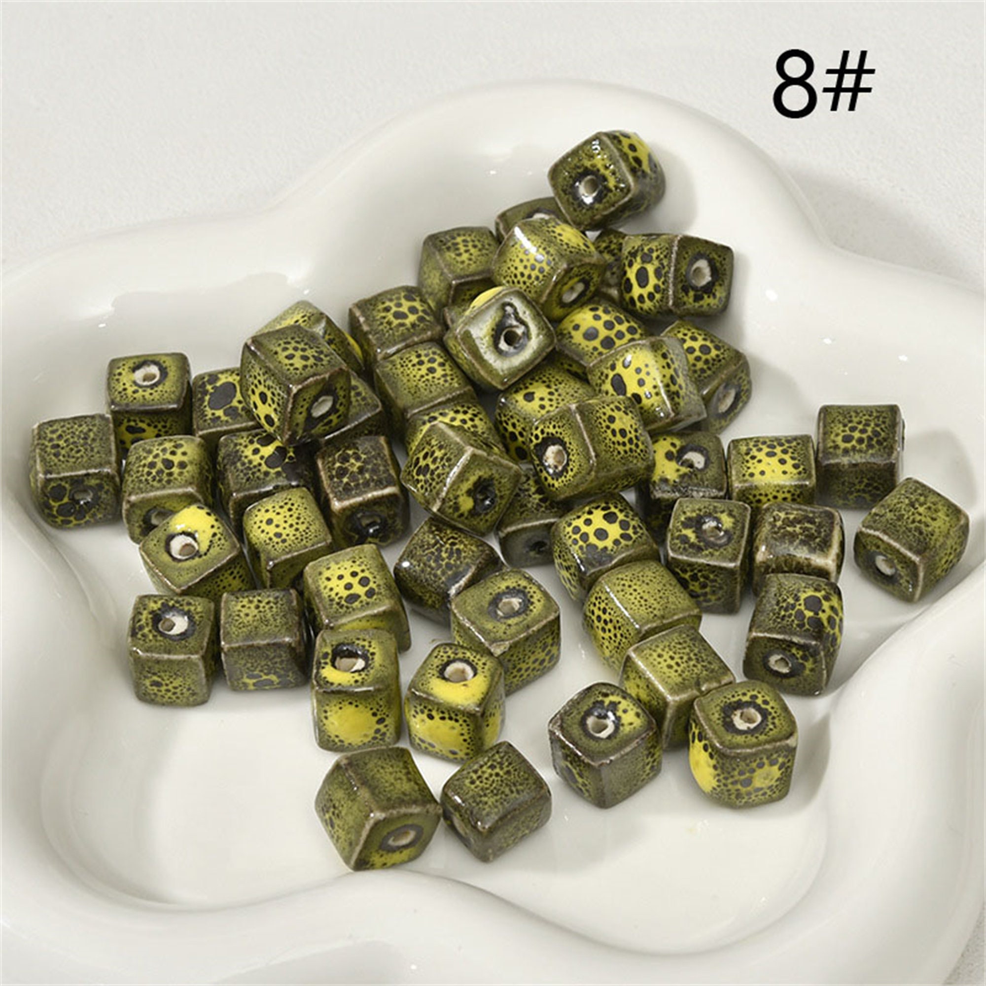 Porcelain Square Beads, Ceramic Block Beads, Colorful Square Ceramic ...