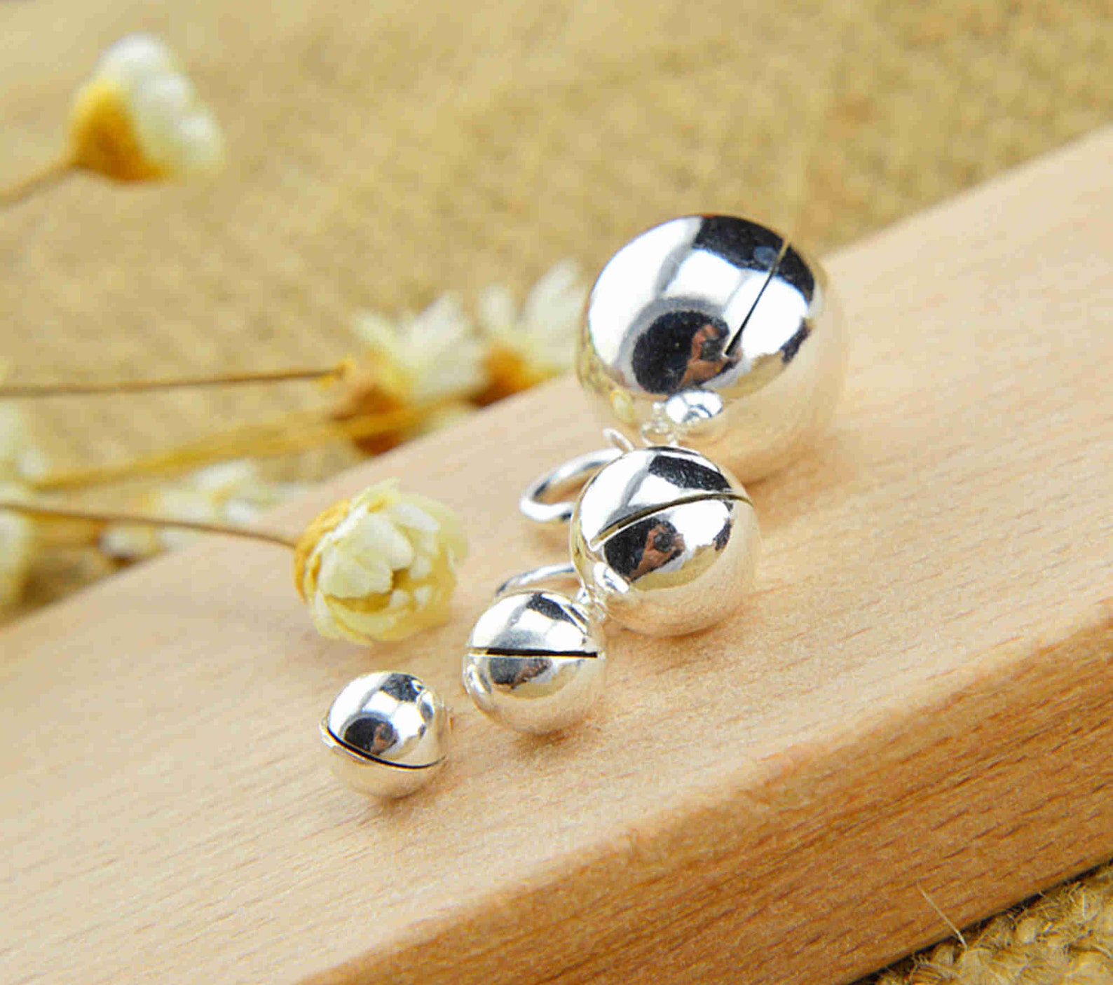 Sterling Silver Bell Charm, S925 Silver Jingle Bell Charm for Jewelry ...