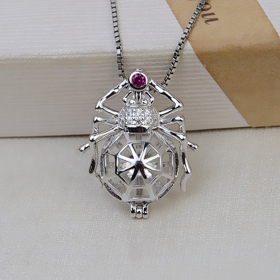 Sterling Silver Spider Pendant Setting, Silver Pearl Cage Pendant Pearl ...