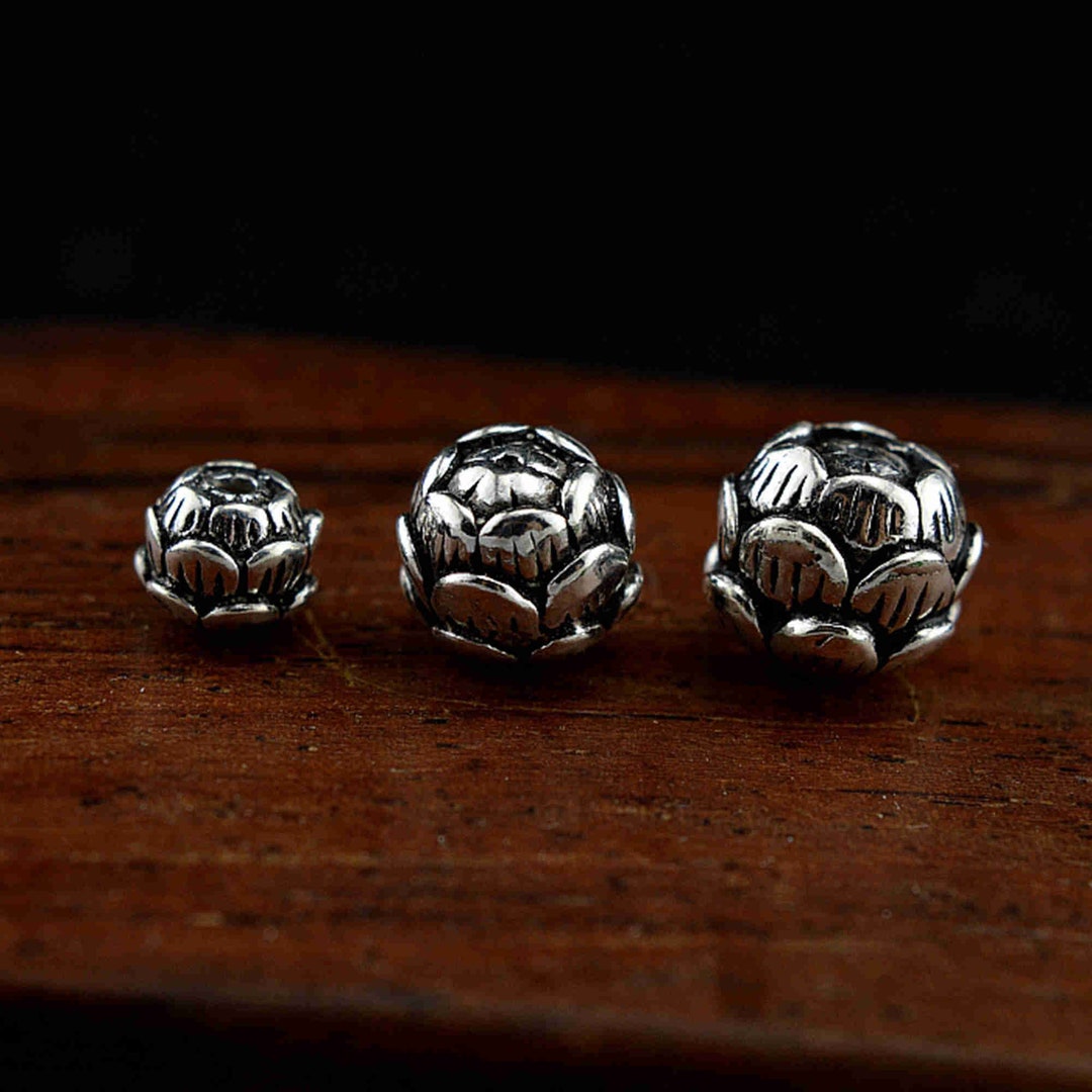 Sterling Silver Lotus Beads, Meditation Bead, Yoga Bead, Peace Bead ...