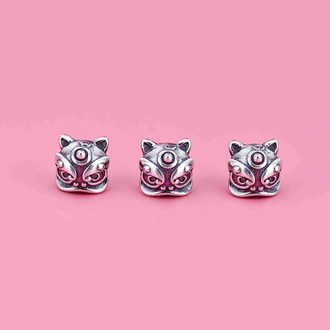 Sterling Silver Lion Dance Beads, Festive Bead, Symbolic Bead, Folklore ...
