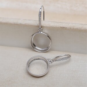 Sterling Silver Earring Settings, S925 Silver 13.3-13.5mm Round Bezel ...