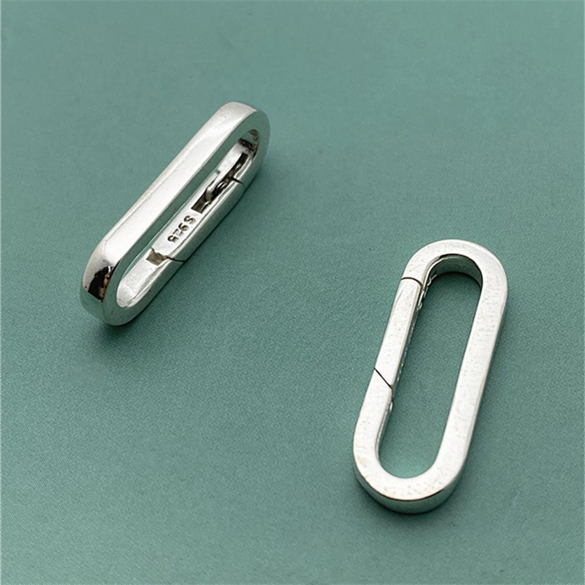Sterling Silver Oval Hinged Ring Push Gate Clasp, S925 Silver Spring ...