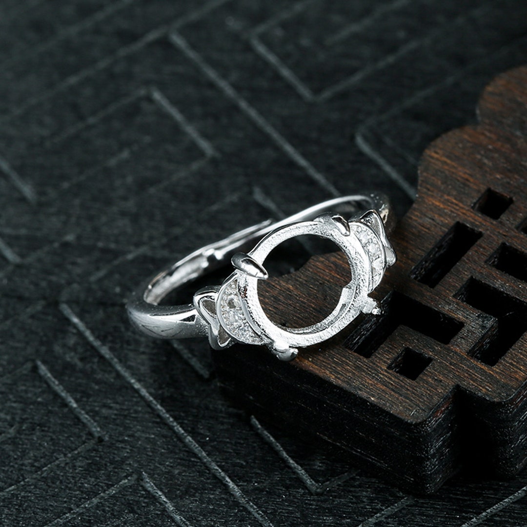 Sterling Silver Ring Setting, S925 Silver Round Bezel Cup Setting ...