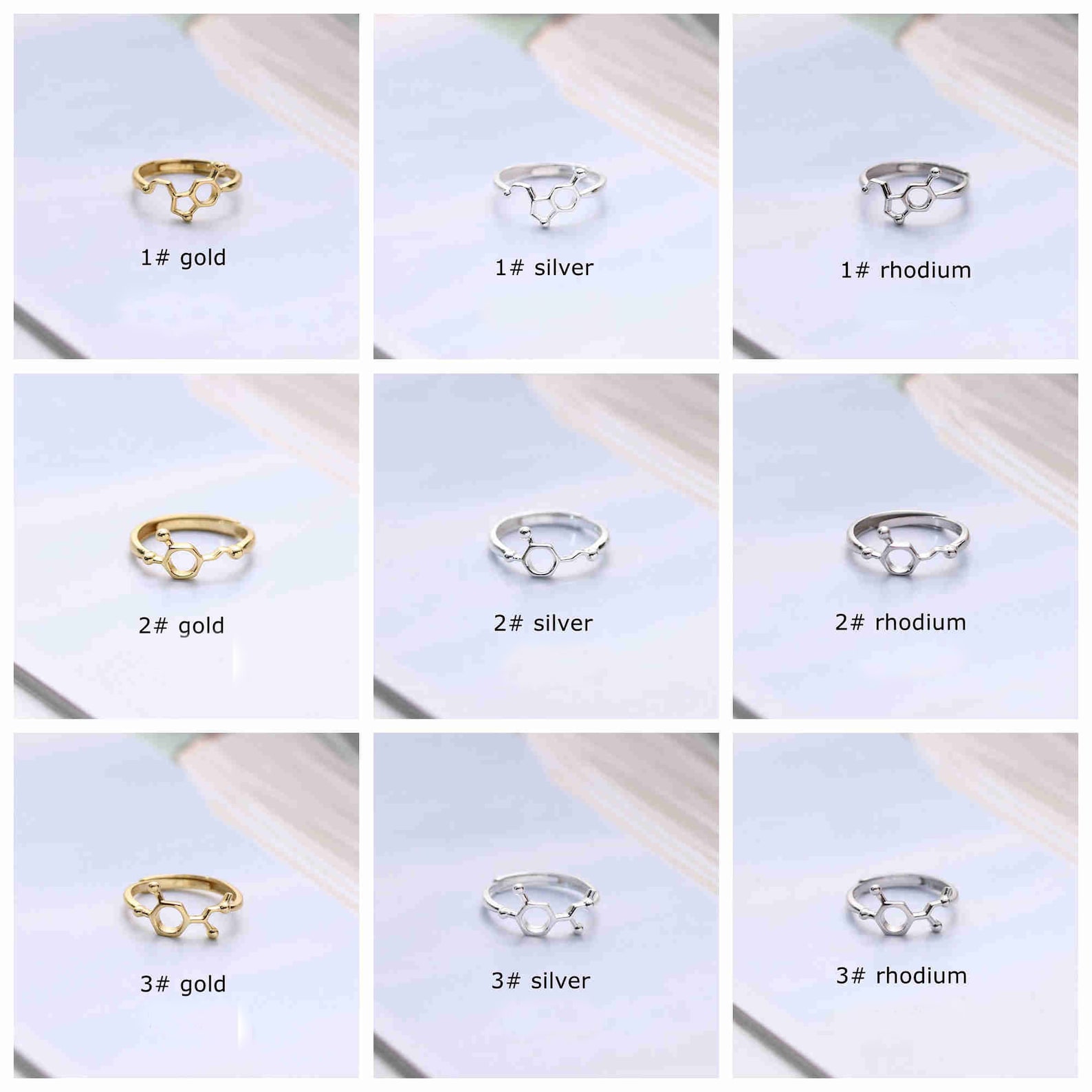 Sterling Silver Elements Science Ring, RNA Ring Jewelry, Adjustable ...