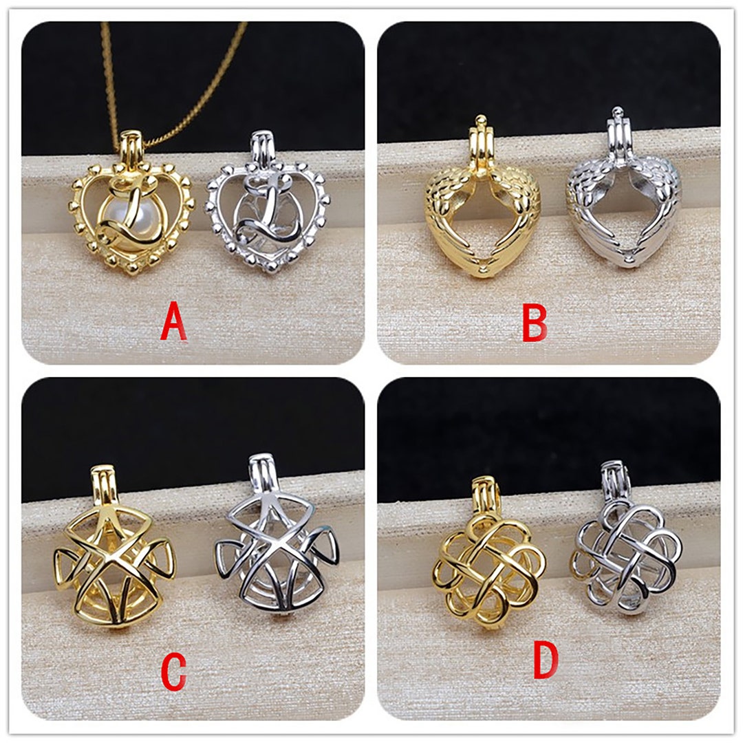 Sterling Silver Pendant Setting,s925 Silver Pearl Cage Pendant Pearl or ...