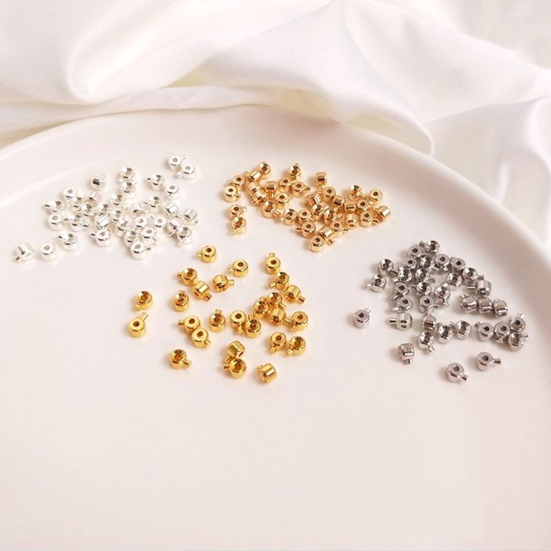 14K Gold Plated Crimp End Beads, Gold Plated Cover End Tip, Small End ...