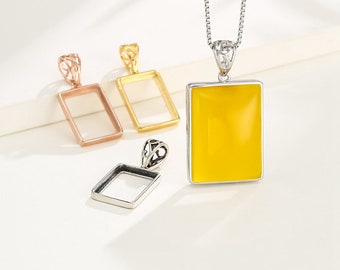 Pendant Blank Rectangle 25x50mm Zinc Alloy Cabochon Base Setting ...