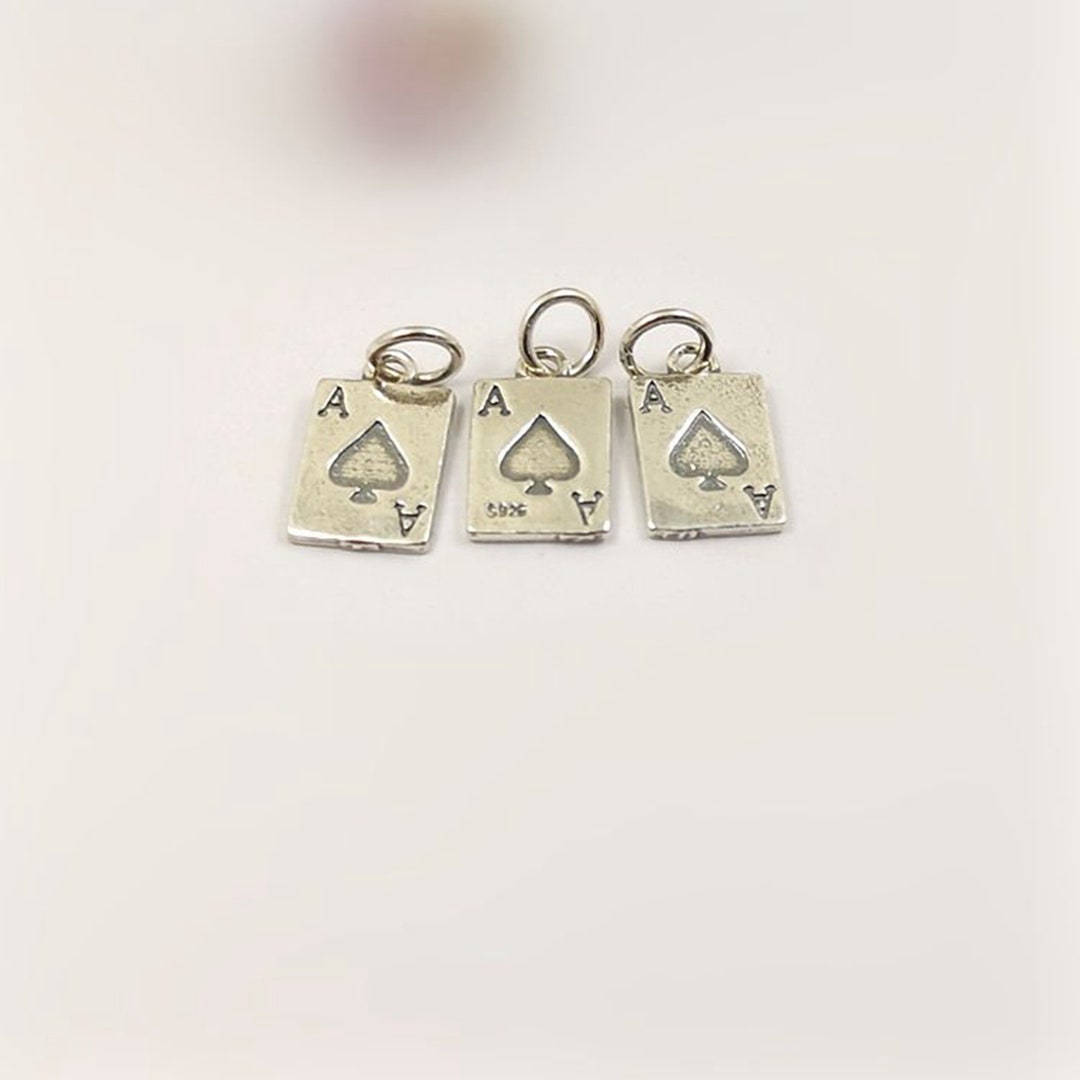 Sterling Silver Ace of Spades Poker Charm, S925 Silver Playing Card ...