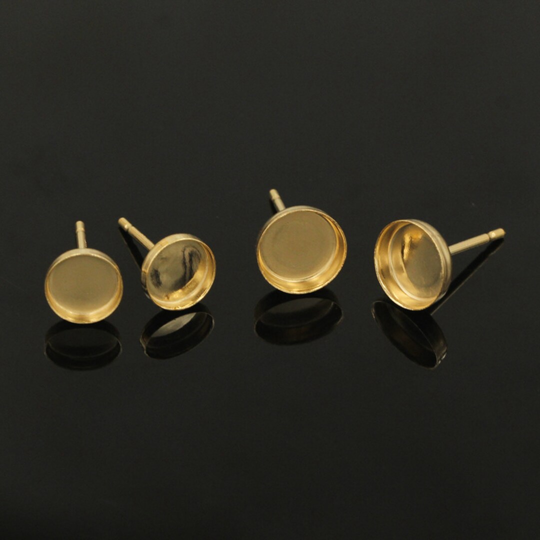 14K Gold Filled Earring Settings, Gold Filled Round Bezel Cup Earring ...