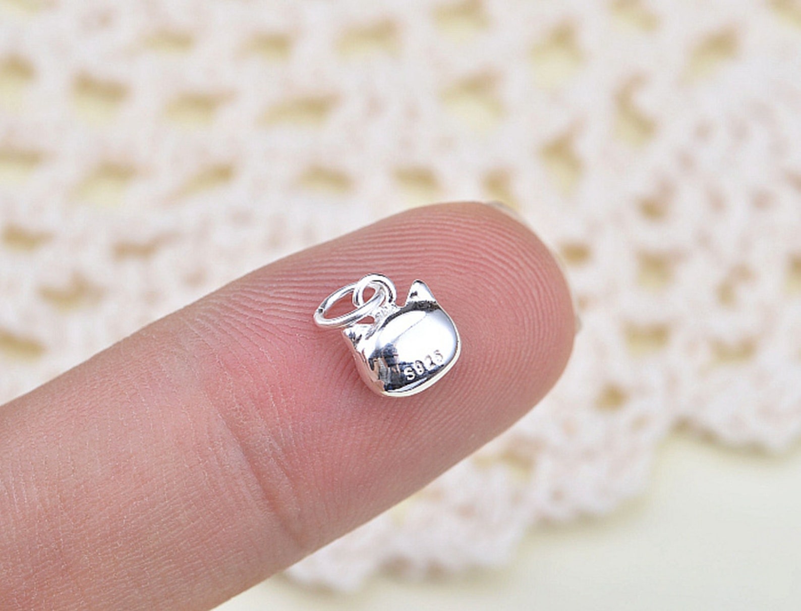 Sterling Silver Kitty Cat Charm, S925 Silver Shiny Cat Charm for ...