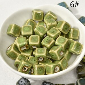 Porcelain Square Beads, Ceramic Block Beads, Colorful Square Ceramic ...