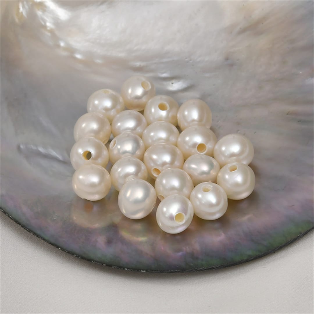 Genuine Natural Freshwater Round Pearls Beads , Freshwater Pearl ...