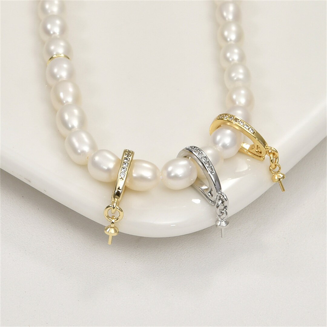 14K Gold Plated CZ Oval Clasps, Push Gate Clasp, Oval Hinged Clasp, Push Clasps, Spring Gate ...