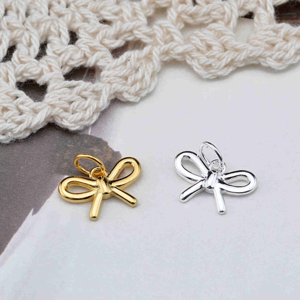 Sterling Silver Bowknot Charm - Etsy