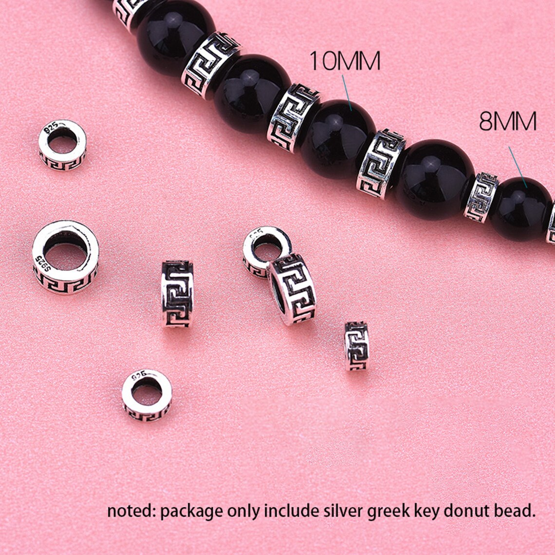 Sterling Greek Key Beads, Meander Bead,greek Pattern Bead,greek Fret ...