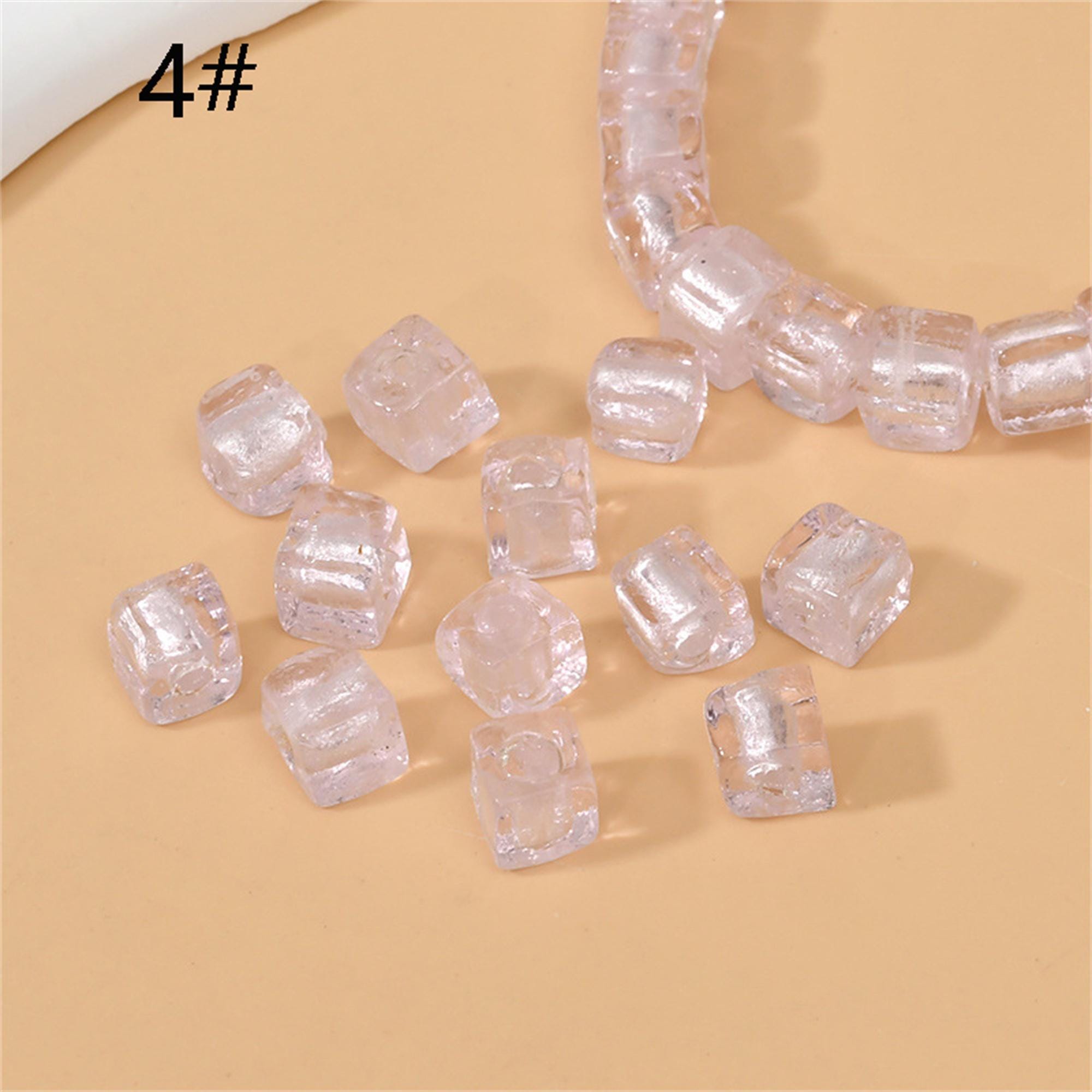 Crystal Glass Cube Beads, Shiny Glaze Block Bead, Geometric Square Bead ...