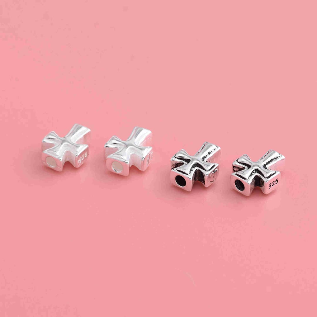 Sterling Silver Cross Beads, Religious Bead, Christian Bead, Crucifix ...