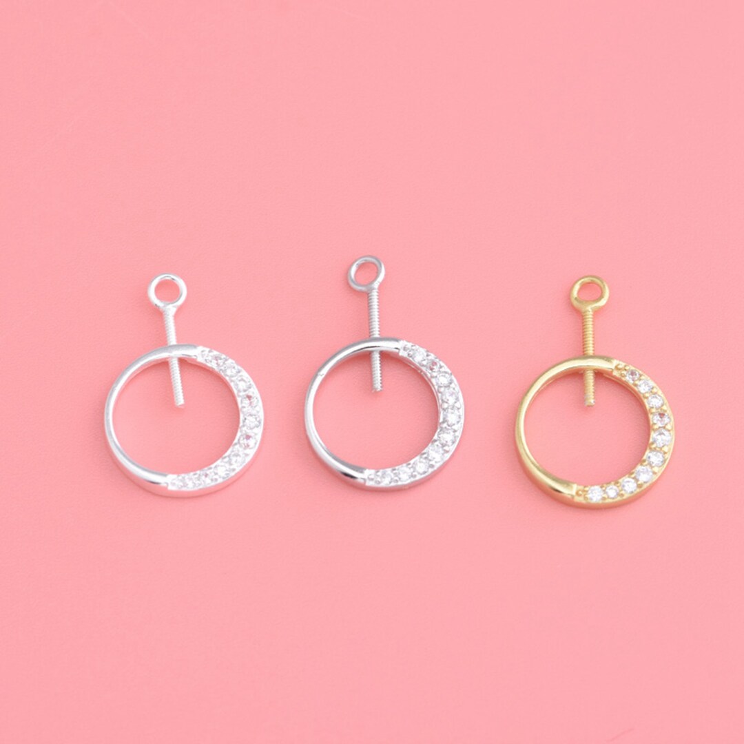 Sterling Silver CZ Circle Bead Frames Fits for 8mm Round Beads, S925 ...
